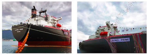 Mitsubishi Shipbuilding Holds Christening Ceremony for LPG Carrier "LAUREL PRIME"